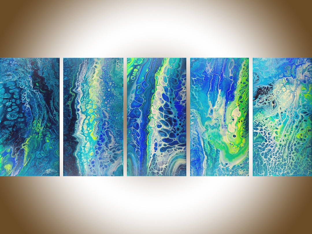 Abstract Painting Set of 5 Canvases Art Original Artwork Gift for Her ...