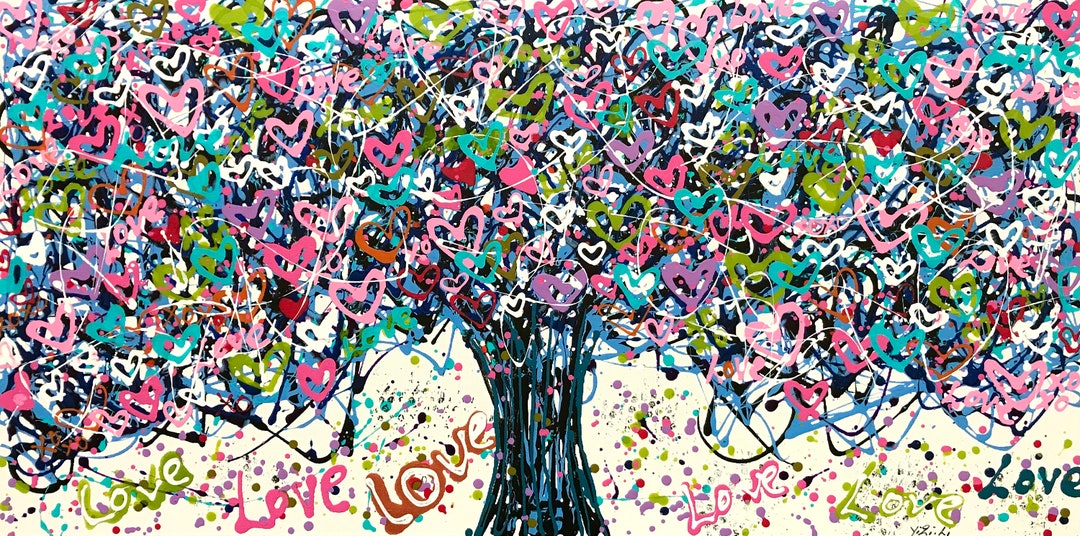 Tree of Love Painting Original Artwork Ready to Hang Canvas Art by YIQI ...