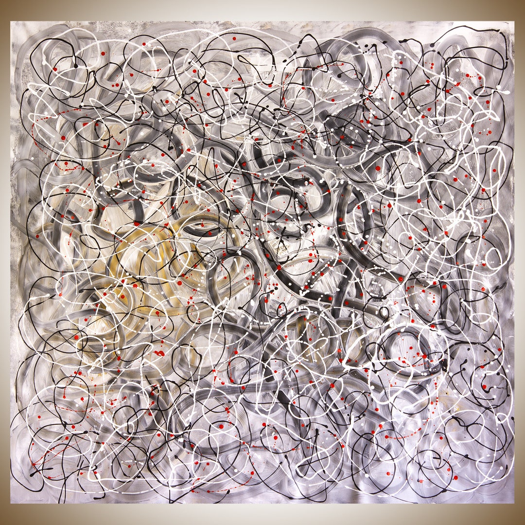 Graffiti Swirls Black and White Abstract Painting Original Artwork by ...
