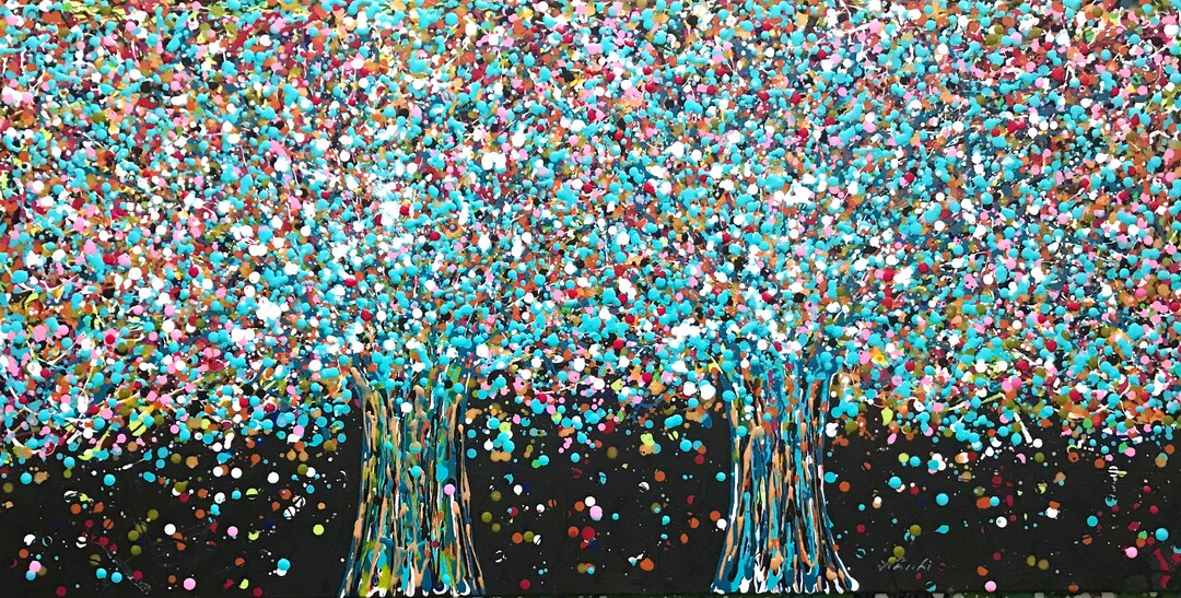Jackson Pollock Inspired Tree Painting Large Canvas Painting Original ...
