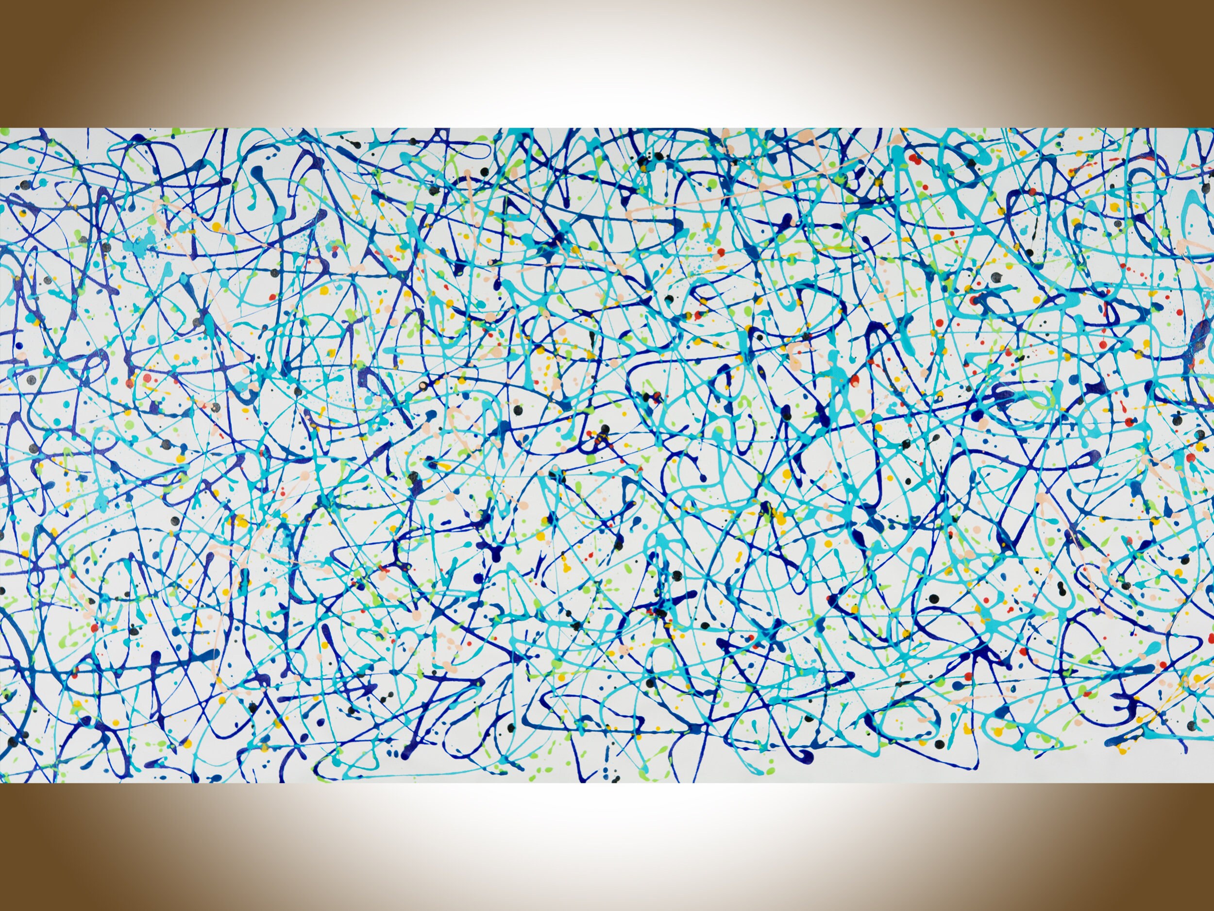 Jackson Pollock Canvas art blue abstract painting Oversize | Etsy