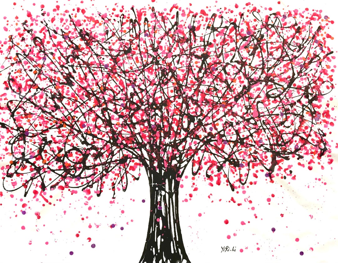 Japanese Sakura Tree Painting Original Painting on Canvas by - Etsy