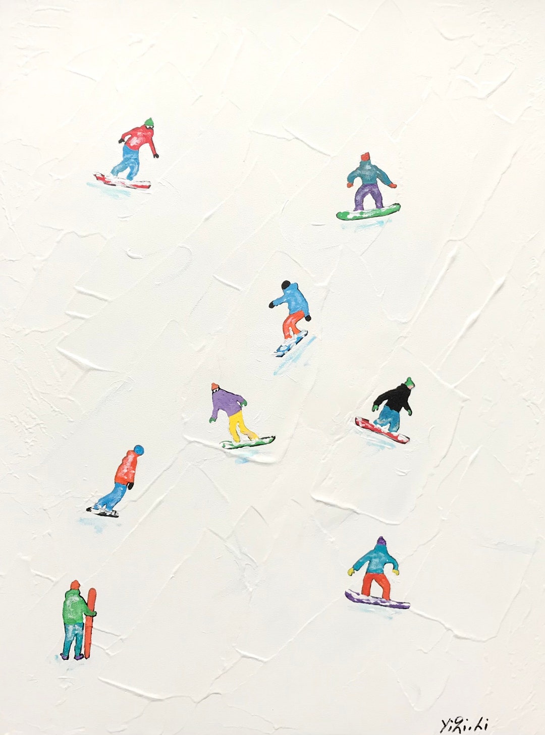 Snowboarding Painting Textured Art Winter Sport Art by - Etsy