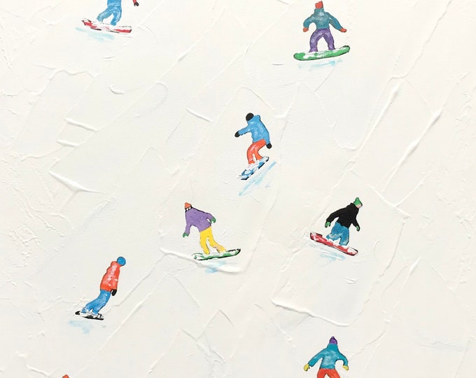 Snowboarding Painting Textured Art Winter Sport Art by Qiqigallery - Etsy