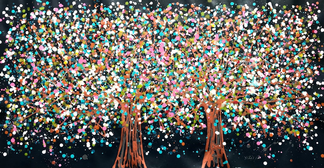 Jackson Pollock Inspired Tree Painting Original Artwork Painting on ...