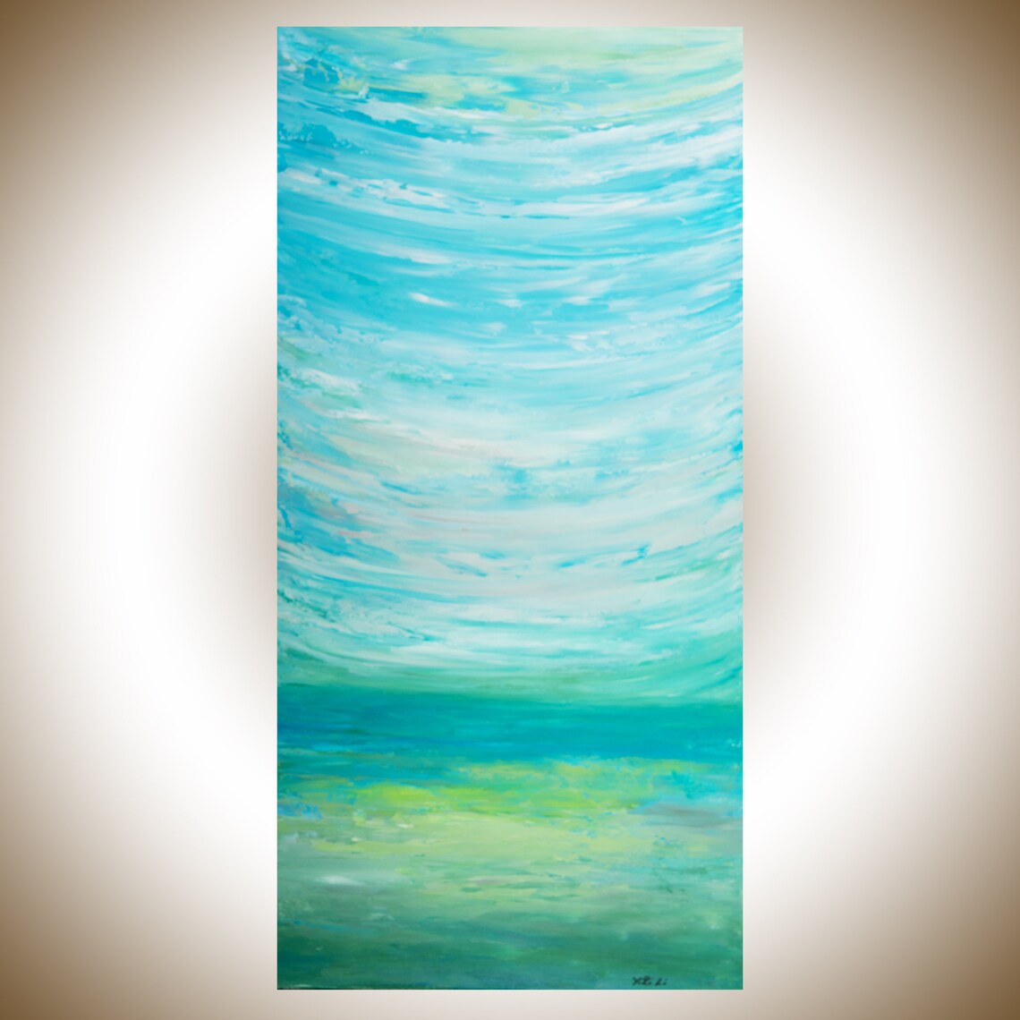 Blue Green Painting Original Art Canvas Art Gift for Her Gift - Etsy