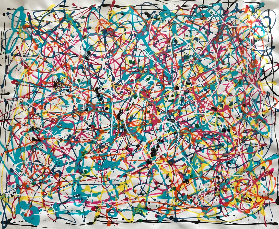 Jackson Pollock Style Blue Abstract Art Original Painting by - Etsy