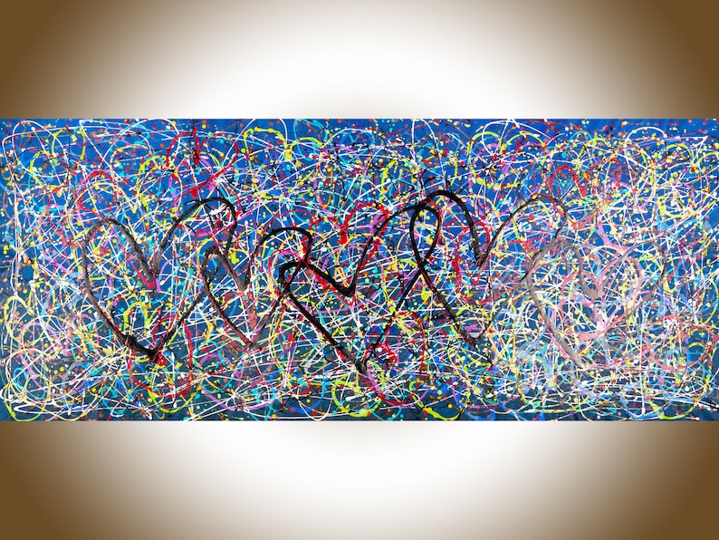 Jackson Pollock canvas Heart painting 72 original | Etsy
