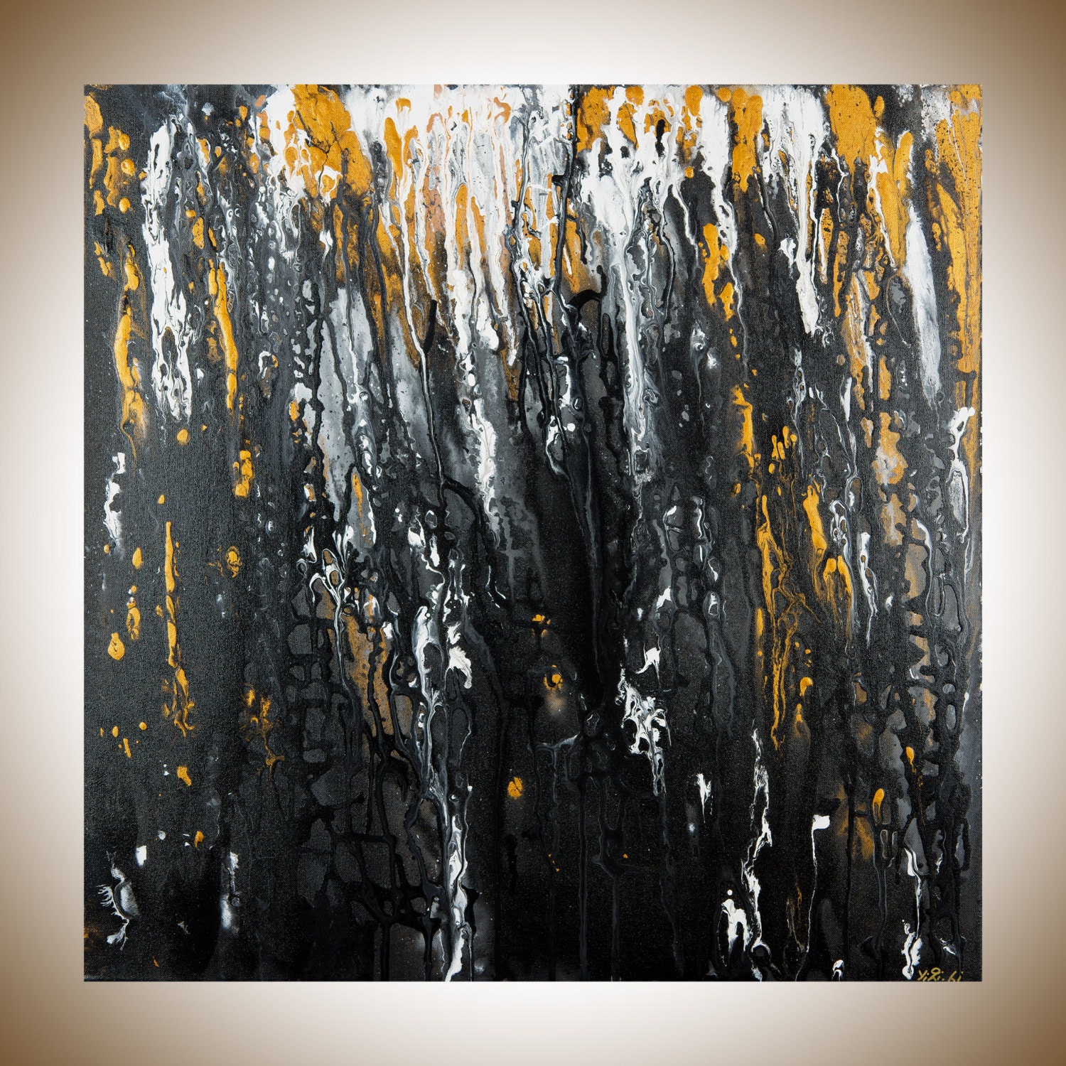 Gold painting Abstract painting large square art Original art | Etsy