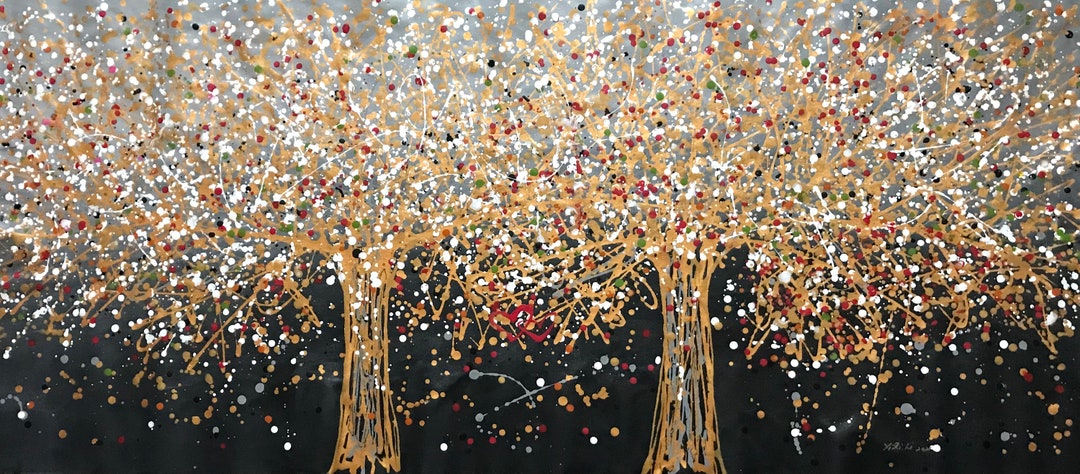 Jackson Pollock Inspired Tree Large Canvas Art Original Artwork Love ...