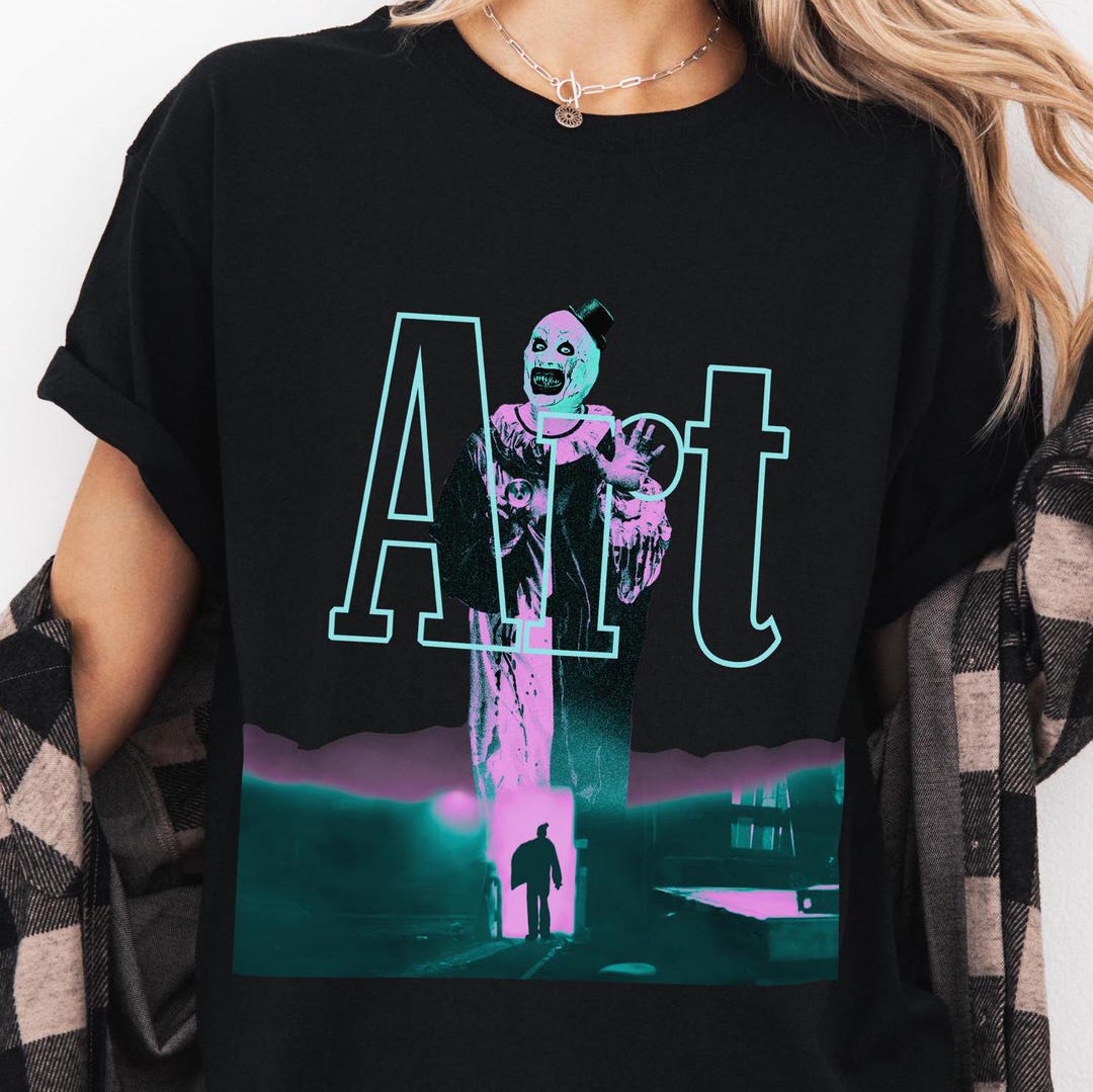 Art the Clown Terrifier Shirt, Neon Retro Tee, Horror Movie Halloween ...