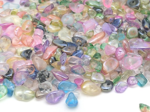 Small Drilled Mixed Glass Chip Beads for Jewelry Making - Etsy