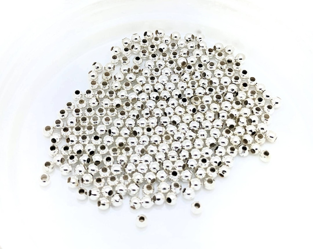 250 Pcs. 3mm Silver Beads for Jewelry Making. Tiny Round Iron Spacer ...