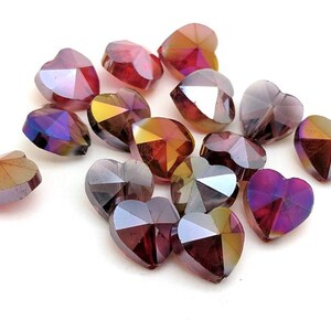 20 Pcs. 10mm Faceted Glass Heart Beads for Jewelry Making, DIY Crafts ...