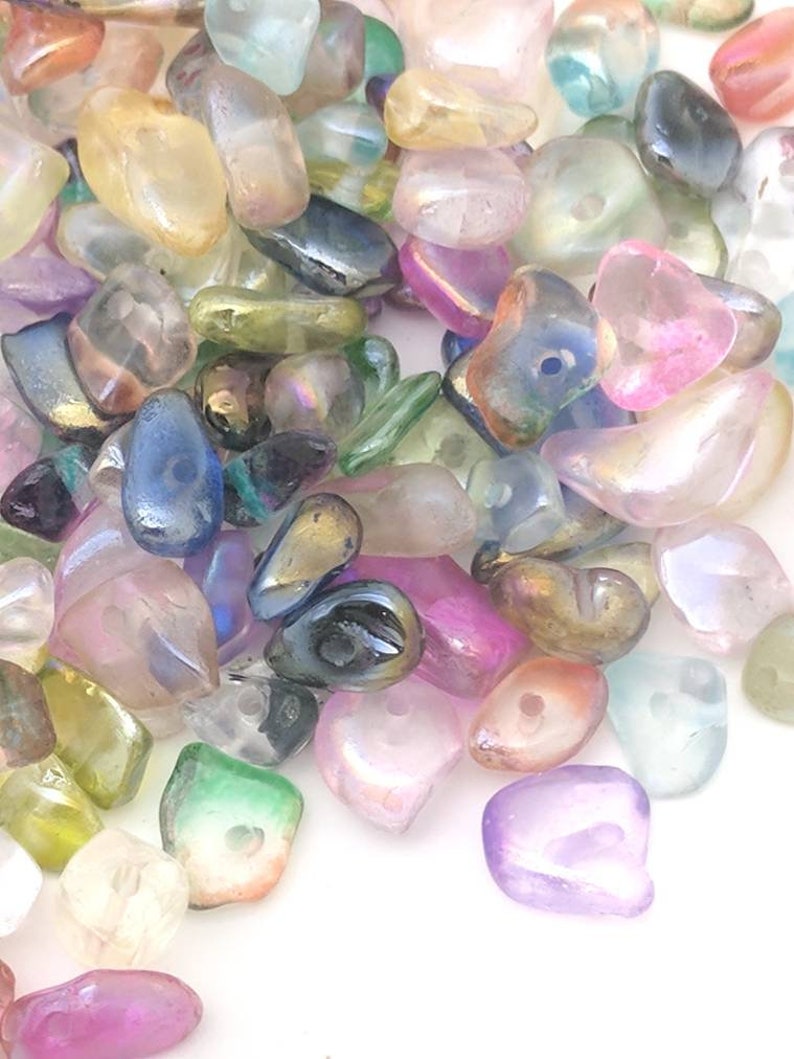 Small Drilled Mixed Glass Chip Beads for Jewelry Making - Etsy