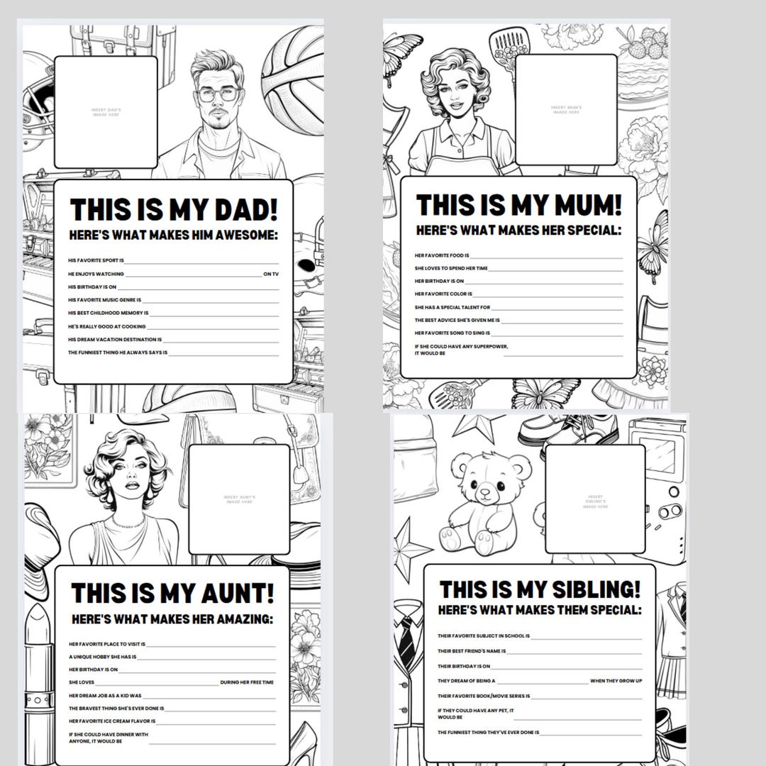 Get to Know Your Family Digital Colouring Pages, Printable Family ...