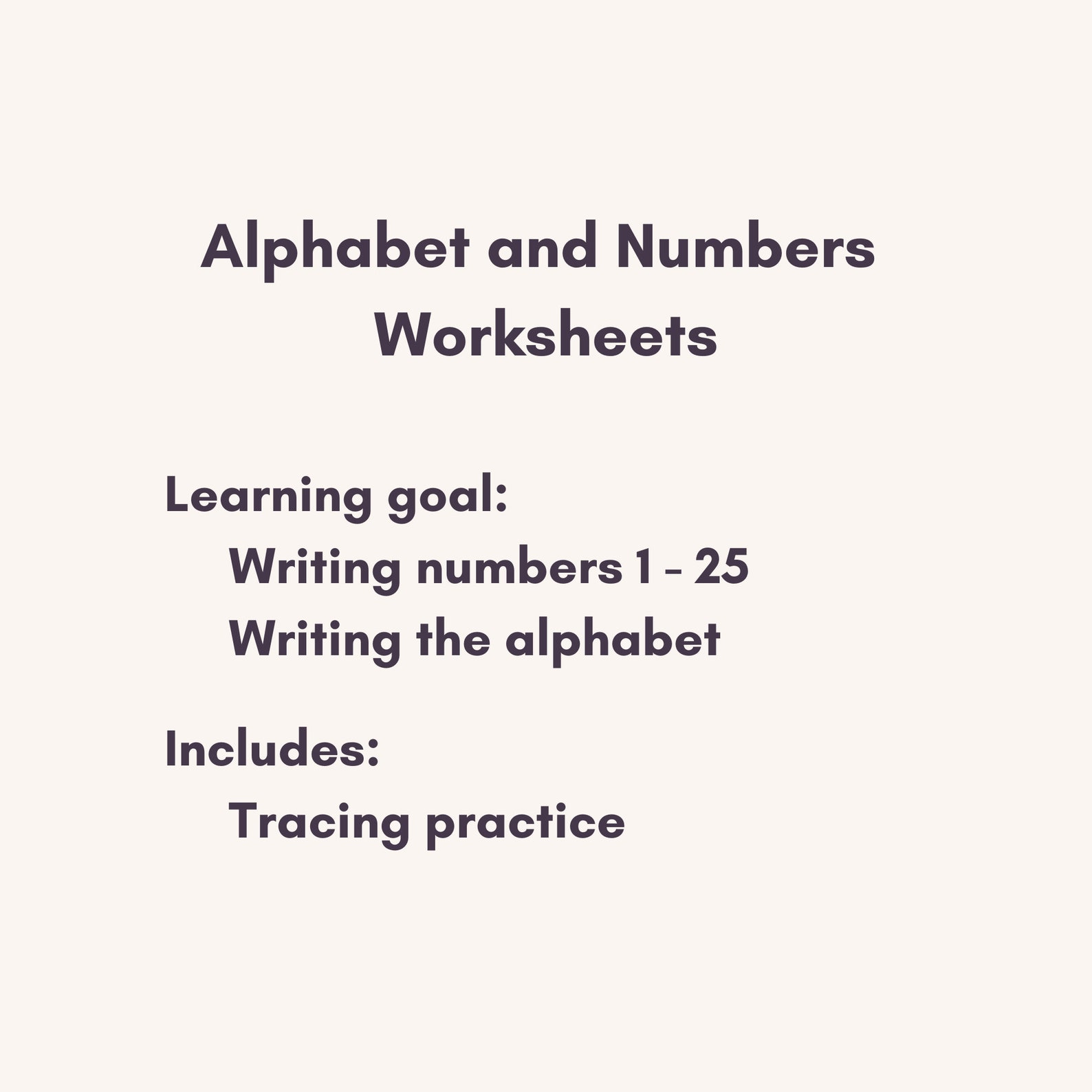 Alphabet and Numbers Worksheets Handwriting Practice Educational ...