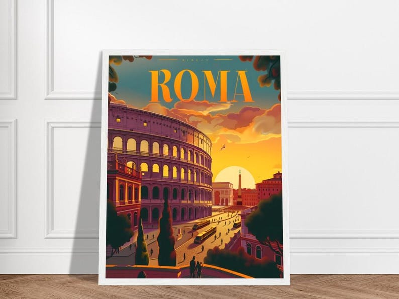 Rome Travel Poster Vibrant Art Deco Rome Print Retro Rome Wall Art ...