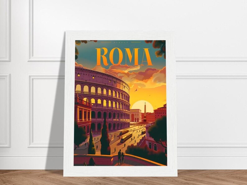 Rome Travel Poster Vibrant Art Deco Rome Print Retro Rome Wall Art ...