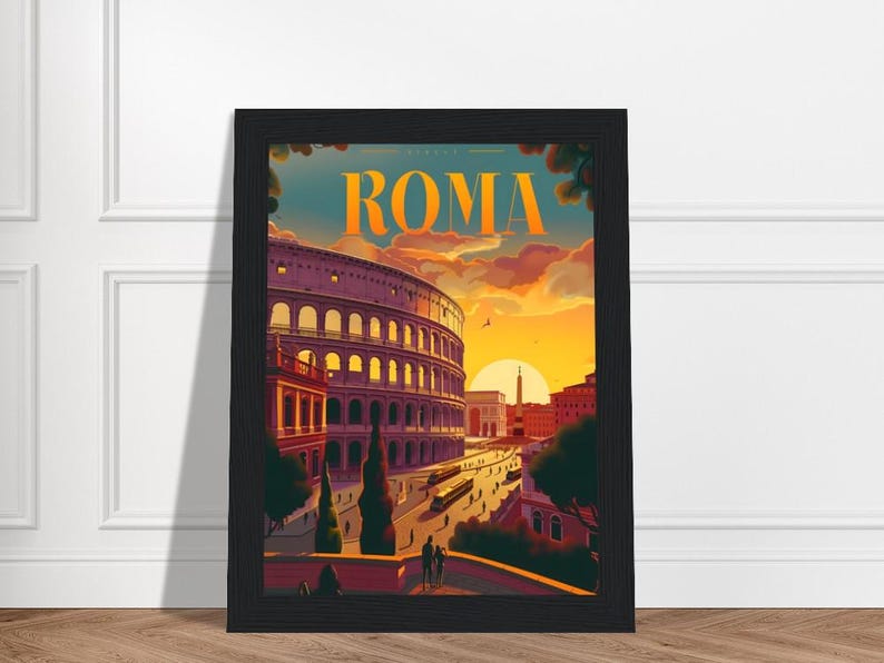 Rome Travel Poster Vibrant Art Deco Rome Print Retro Rome Wall Art ...