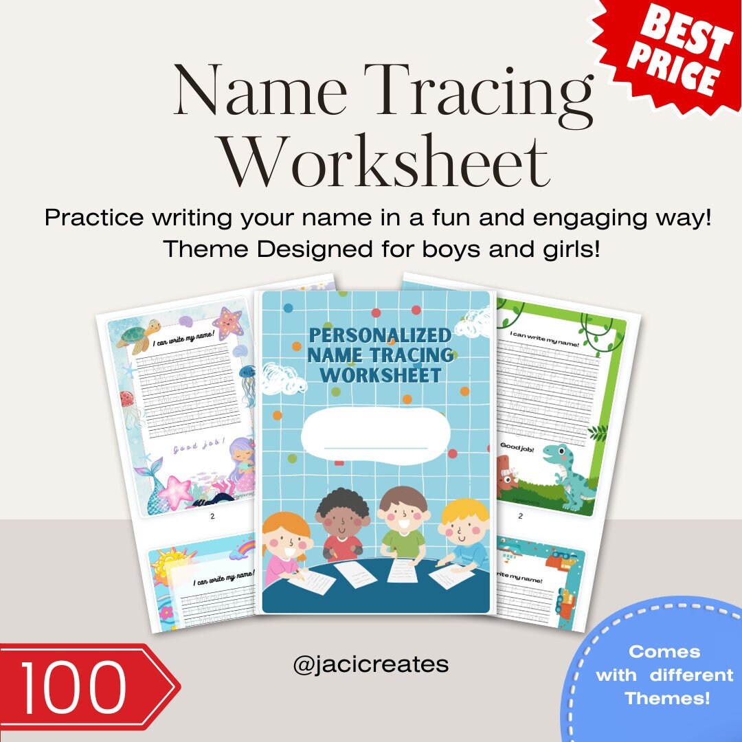 Name Tracing Worksheet | Editable Canva Template - Etsy