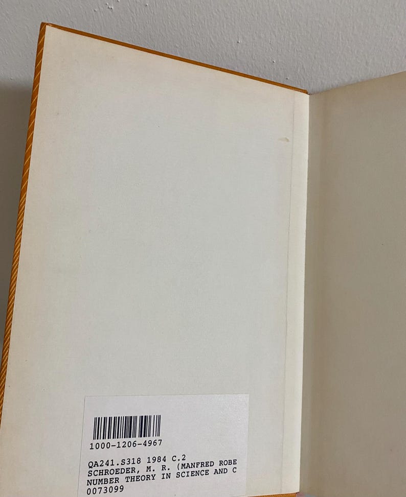 Number Theory Vintage Book Science & Communication Manfred Schroeder 2 ...