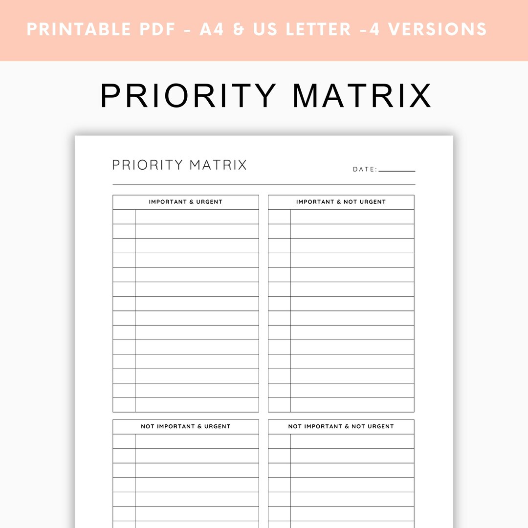 Priority Matrix, Decision Matrix, Eisenhower Matrix, Priorities Planner ...