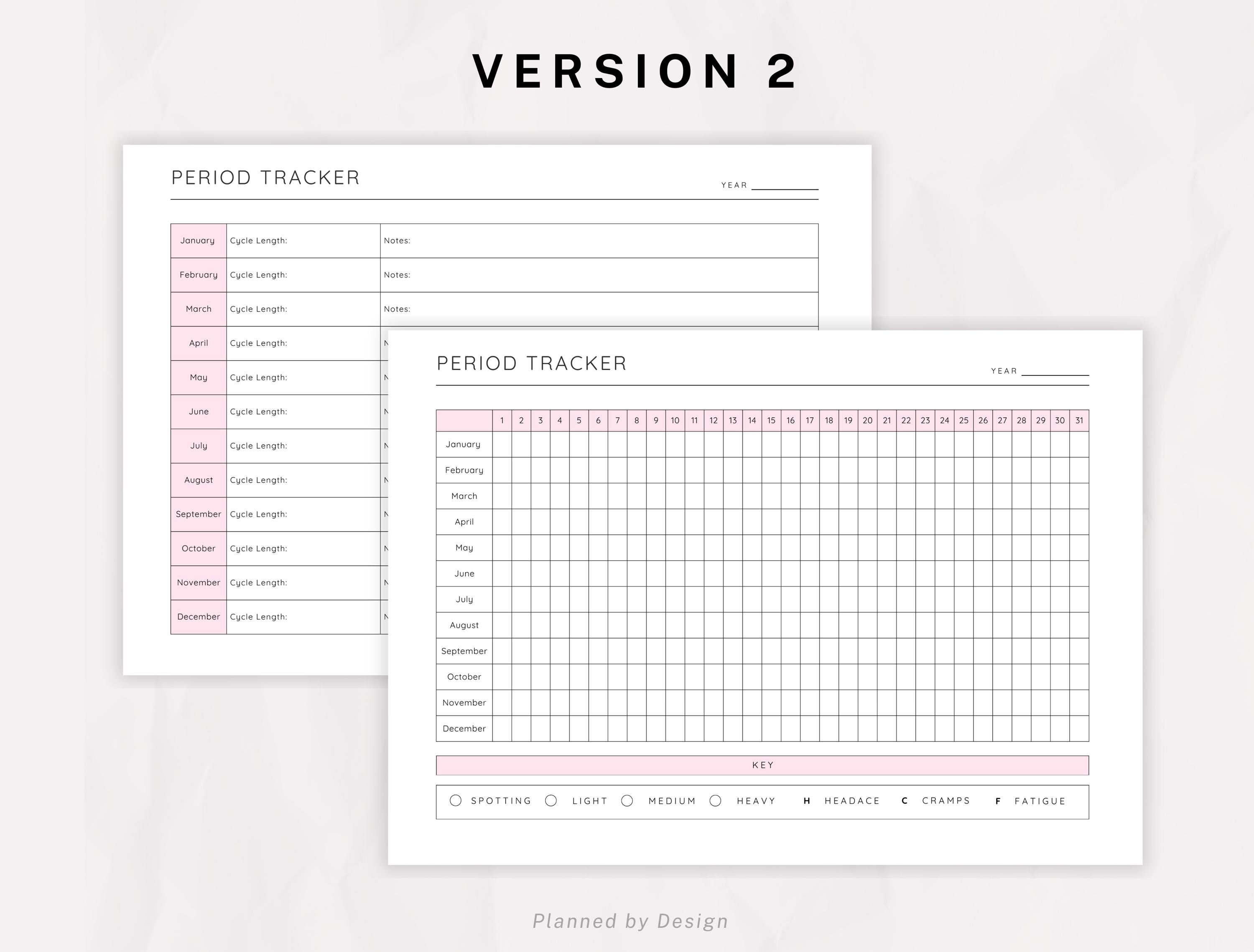 Period Tracker, Menstruation Tracker, Period Log, Printable PDF ...