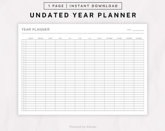 2024 Year Planner, Printable PDF, Year Calendar, Wall Calendar, One ...