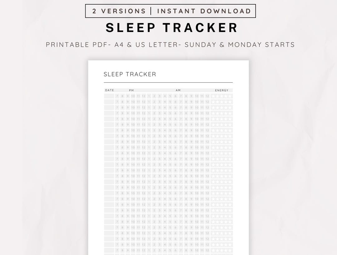 Sleep Tracker, Printable PDF, Sleep Log, Tracker Template, Health ...