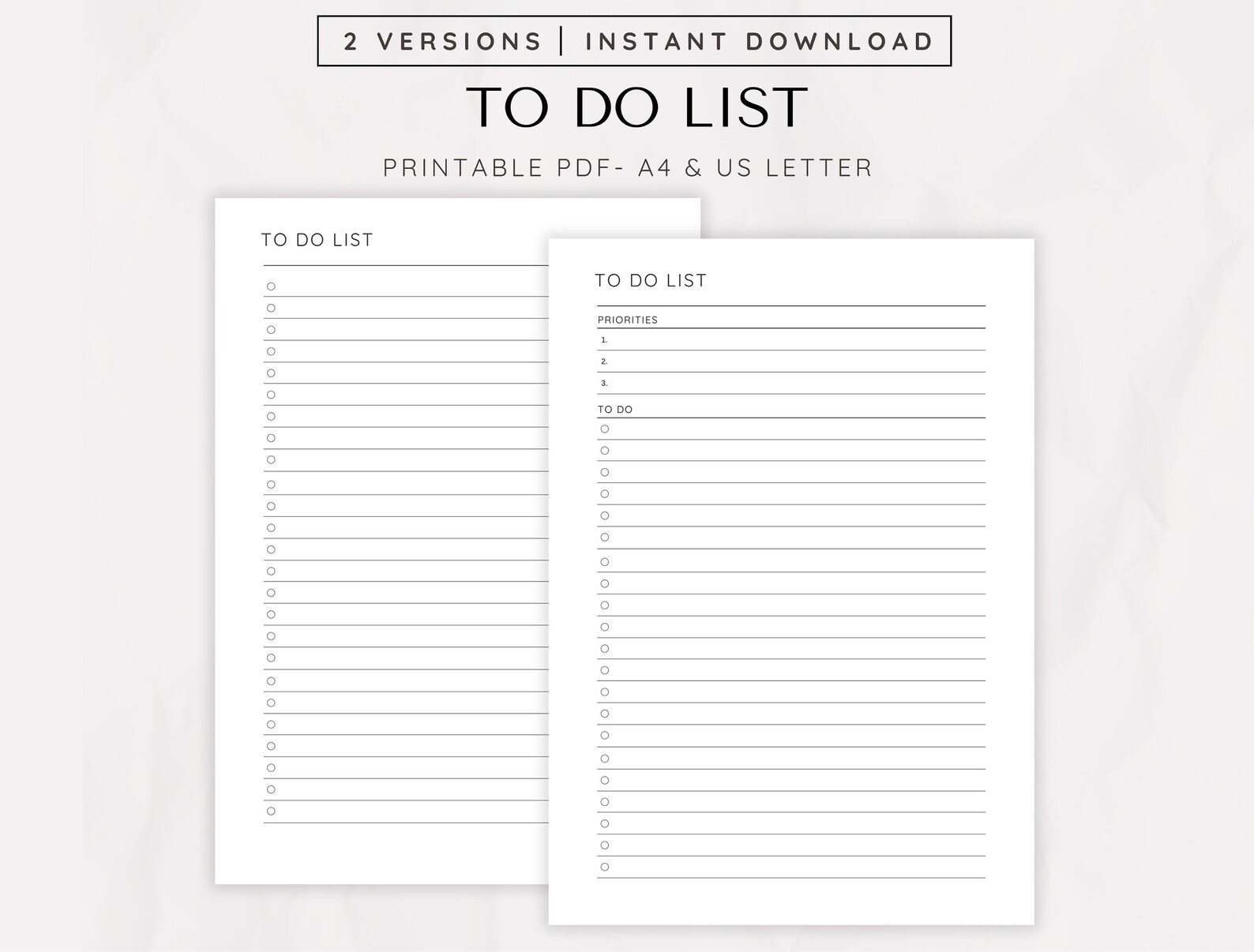 To Do List Printable, to Do List Planner, Printable PDF, Minimalist ...