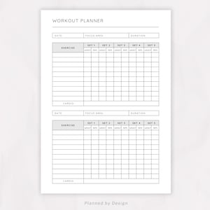 Workout Planner, Printable PDF, Workout Tracker, Exercise Planner ...