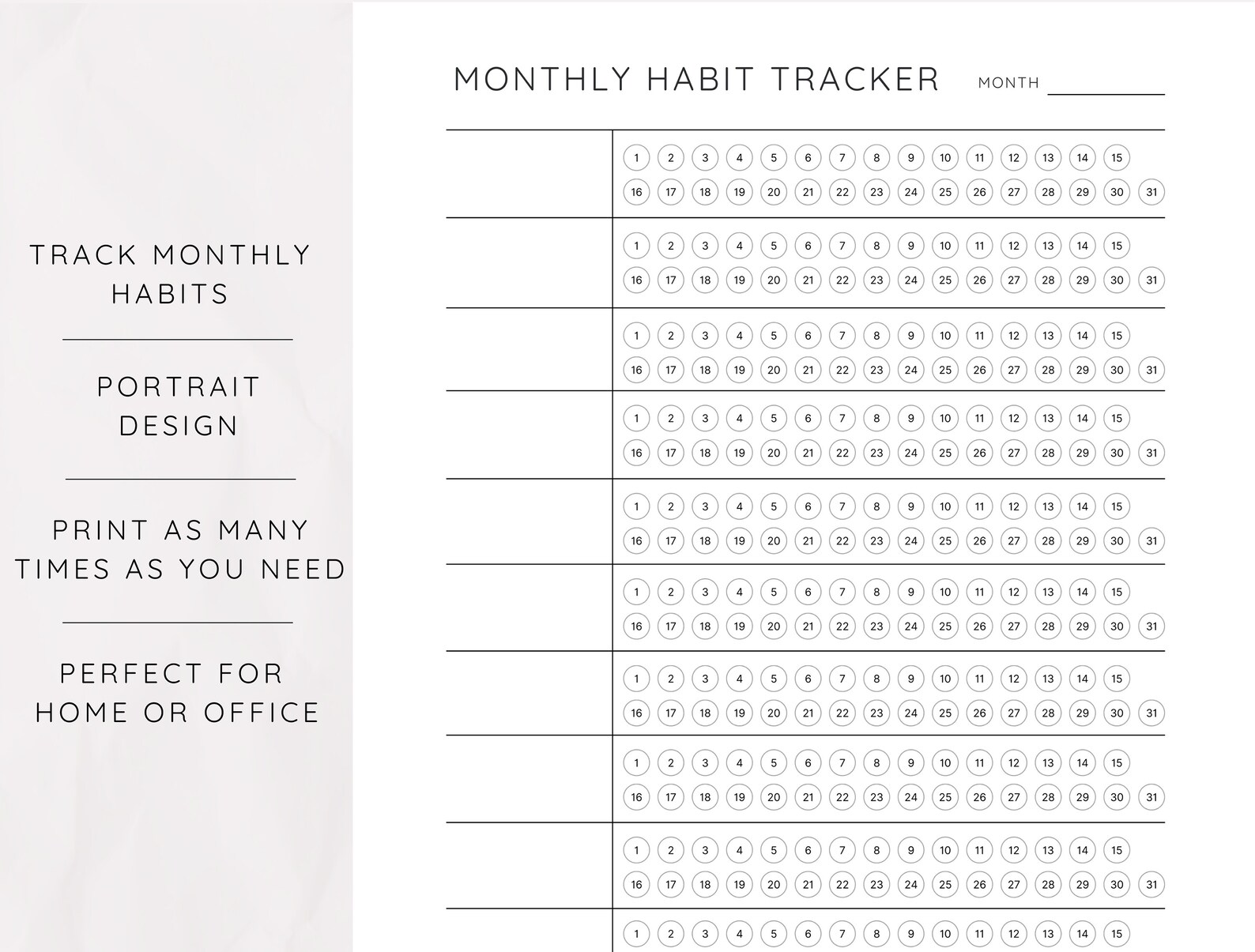 Monthly Habit Tracker, Printable PDF, Planner, Habit Planner Template ...