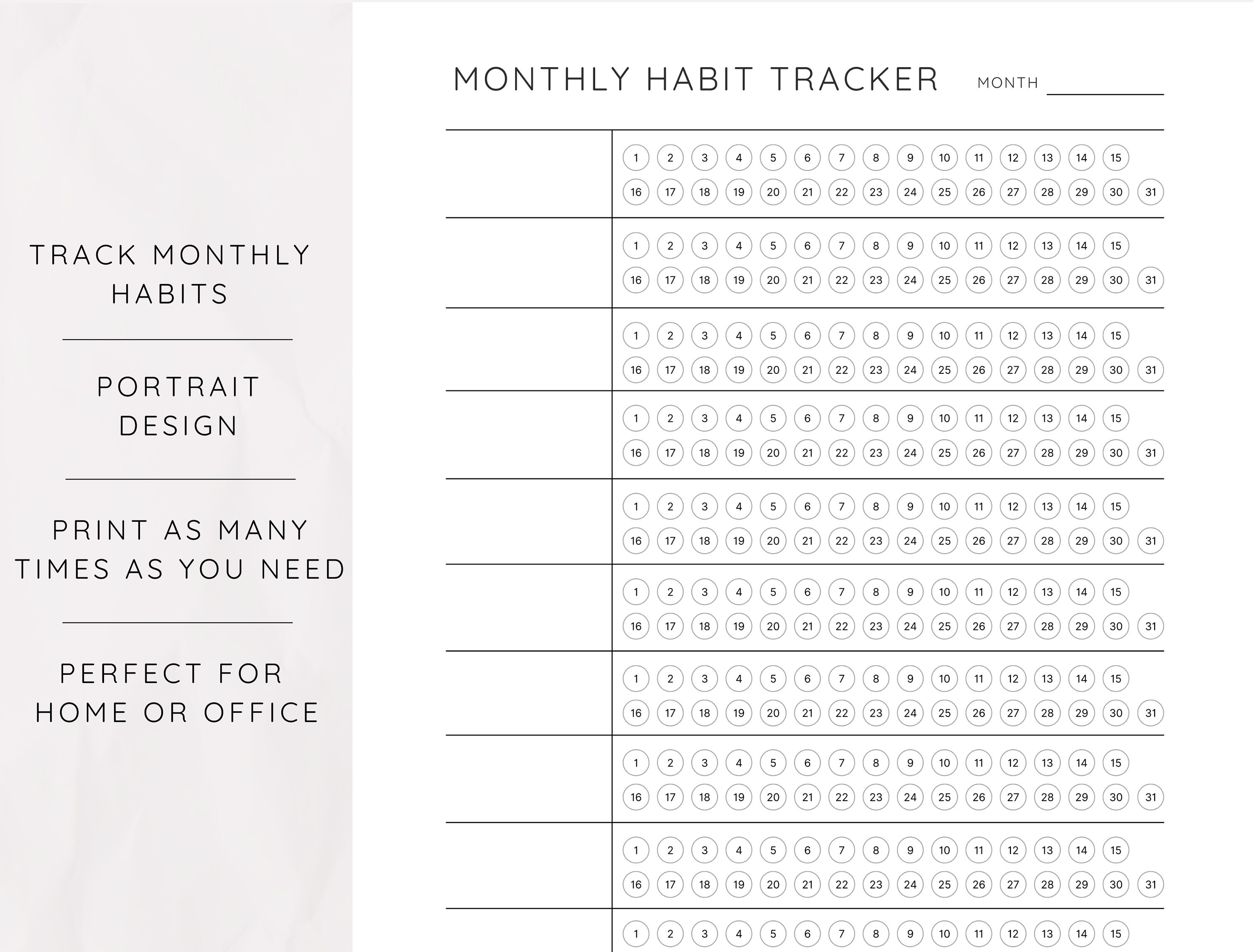 Monthly Habit Tracker, Printable PDF, Planner, Habit Planner Template ...