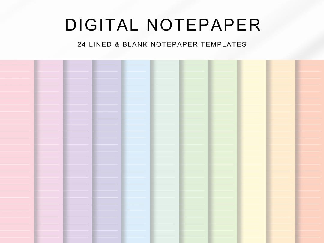 PASTEL Digital Notepaper, Lined Paper, Blank Paper, Digital Planner ...