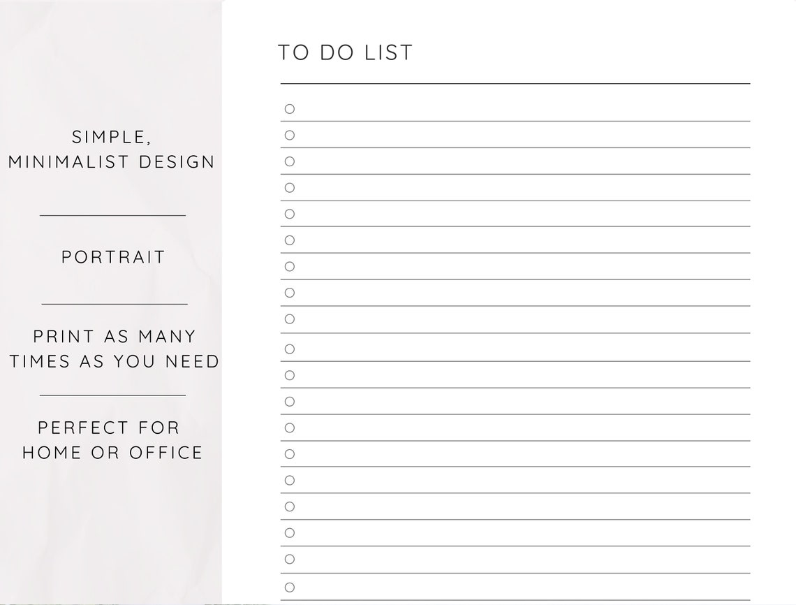 To Do List Printable, to Do List Planner, Printable PDF, Minimalist ...