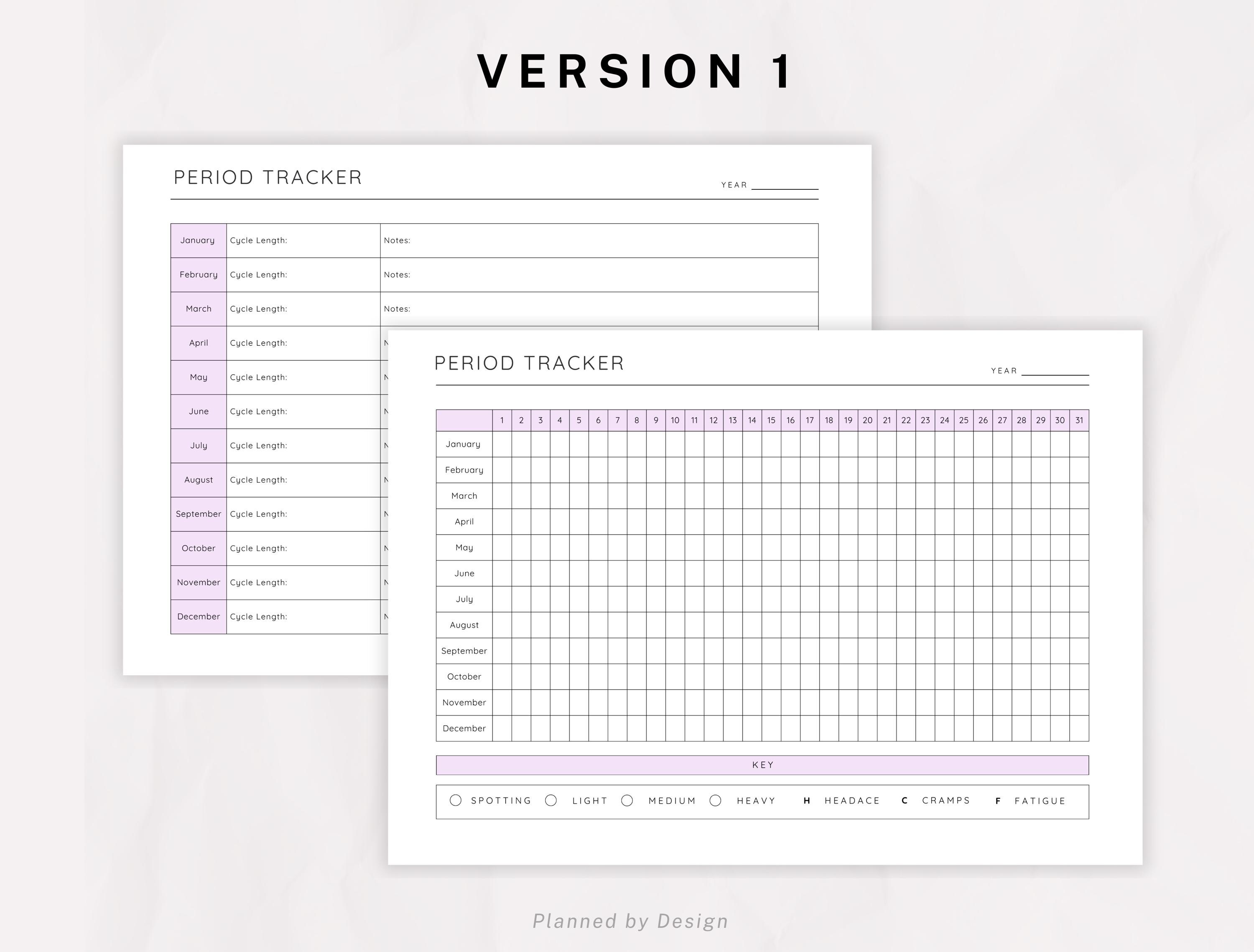 Period Tracker, Menstruation Tracker, Period Log, Printable PDF ...