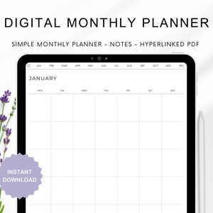 DIGITAL Monthly Planner, Monthly Calendar, Undated Calendar Planner ...