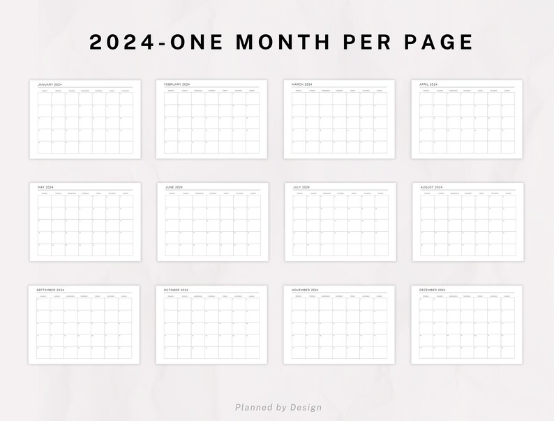 2024 & 2025 Monthly Calendars, Printable Calendars, One Month per Page ...