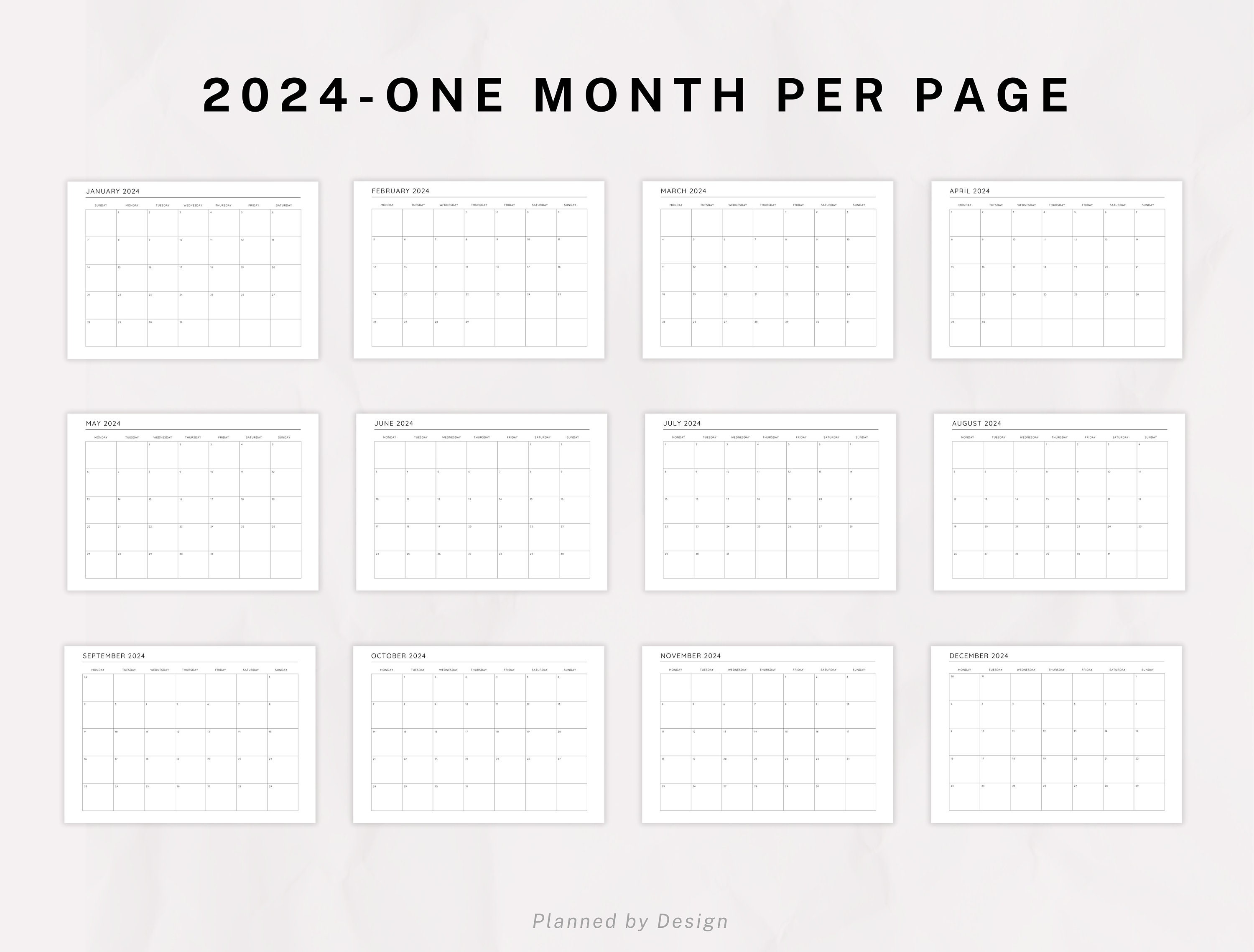 2024 & 2025 Monthly Calendars, Printable Calendars, One Month per Page ...