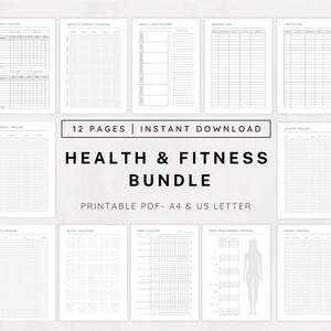Health and Fitness Bundle, Printable PDF, Workout Planner, Exercise ...