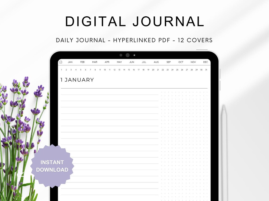 DIGITAL Daily Journal, Daily Notebook, Digital Journal, Undated Journal ...