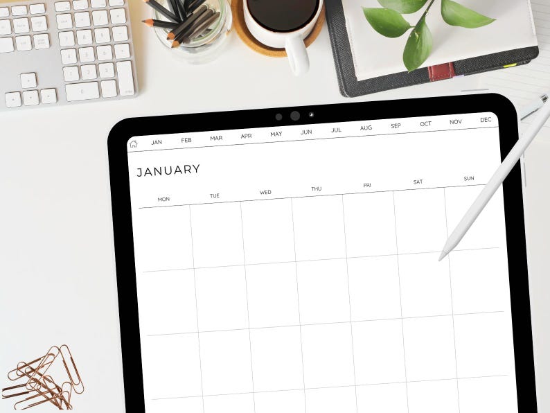 DIGITAL Monthly Planner, Monthly Calendar, Undated Calendar Planner ...