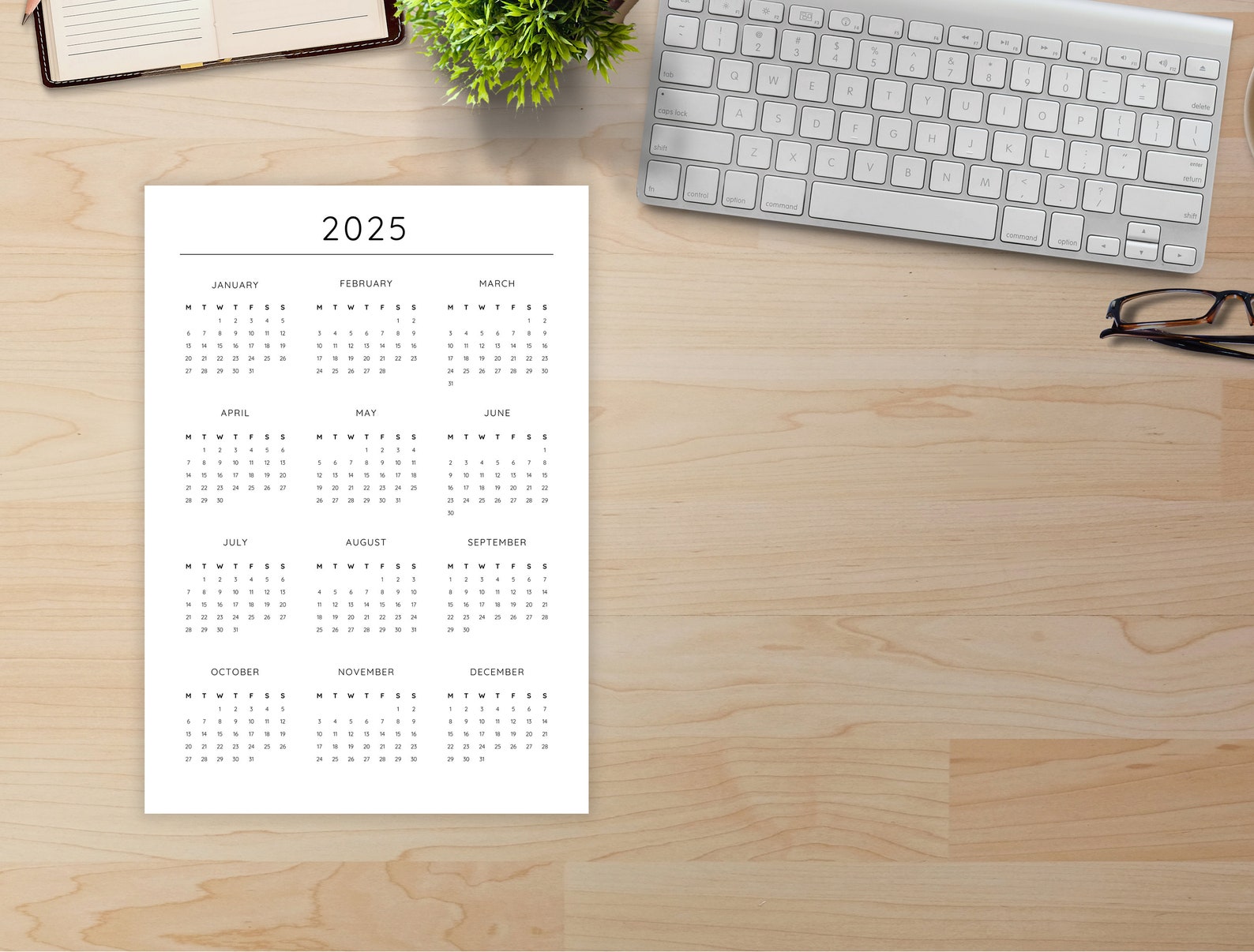2024 & 2025 Year Calendars, Printable PDF, Wall Calendar, Planner, One ...