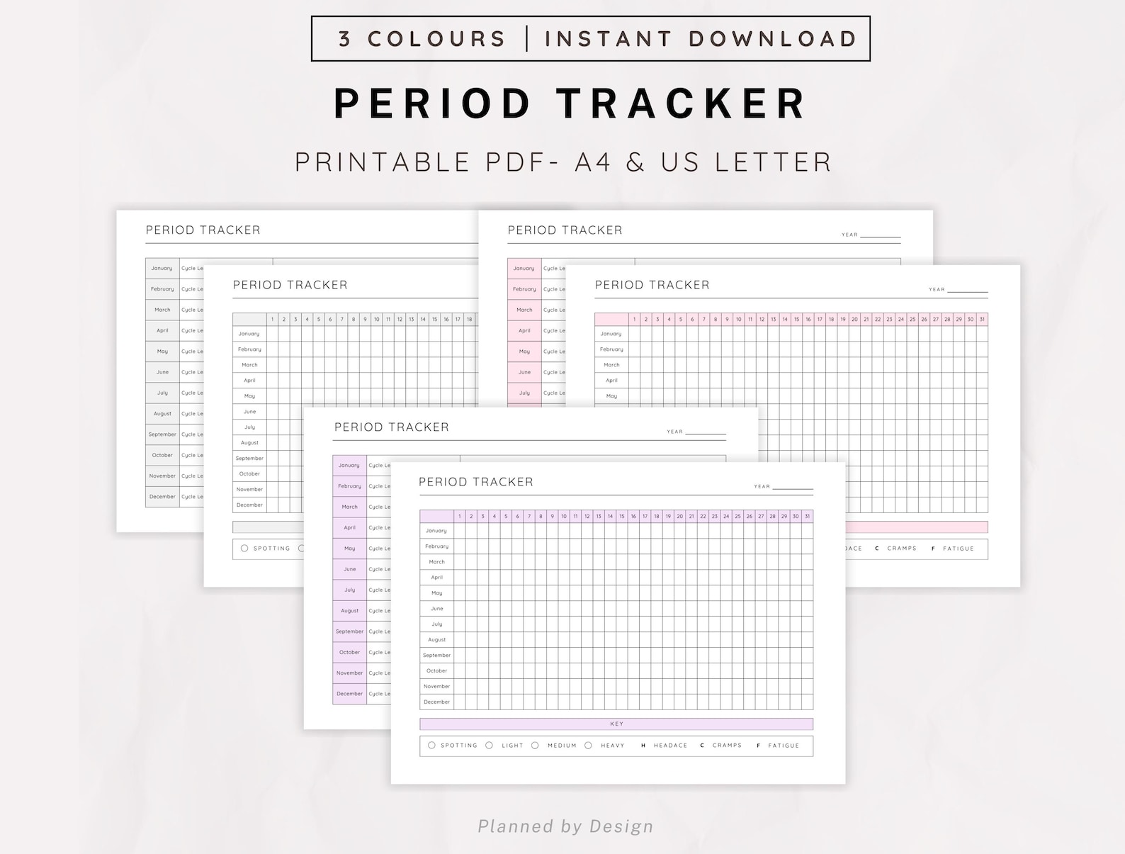 Period Tracker, Menstruation Tracker, Period Log, Printable PDF ...