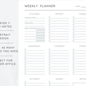 Weekly Planner With Habit Tracker, Printable PDF, Planner, Minimalist ...