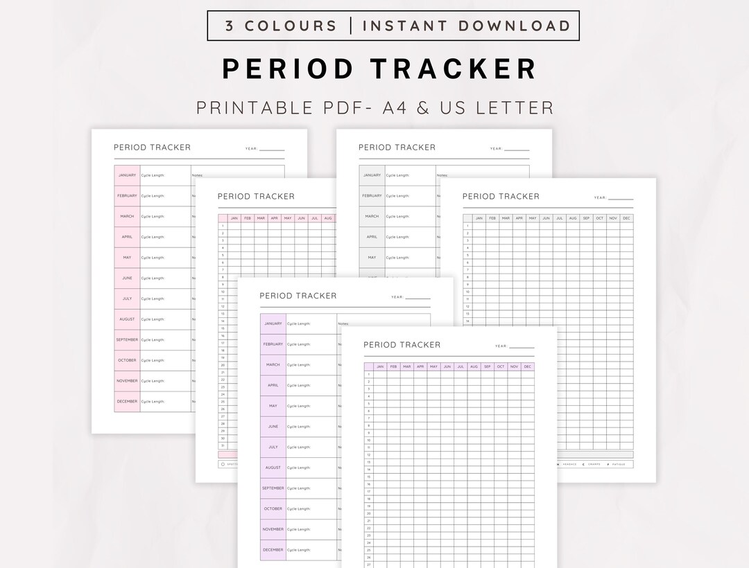 Period Tracker, Menstruation Tracker, Period Log, Printable PDF ...