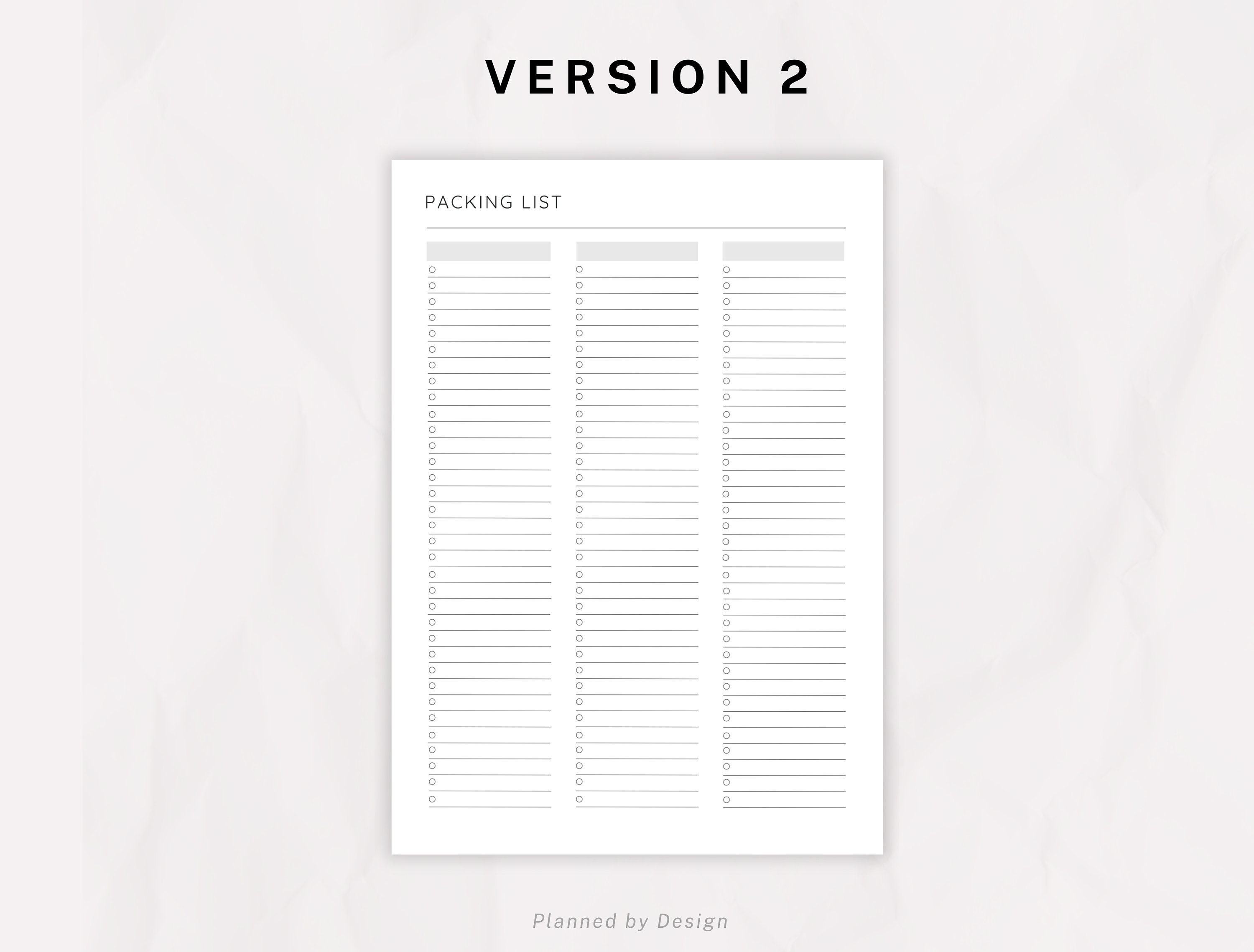 Blank Packing List, Travel Packing List, Moving Packing List, Packing ...