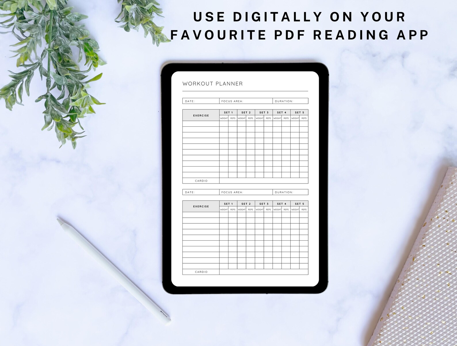Workout Planner, Printable PDF, Workout Tracker, Exercise Planner ...