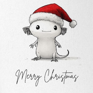 Adorable Axolotl Christmas Card Cute Santa Hat Design for Holiday ...
